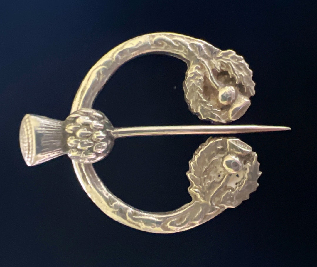 Scottish Thistle Cloak Pin (fibula): 1940-1955 - Sterling Silver 1.55 ...