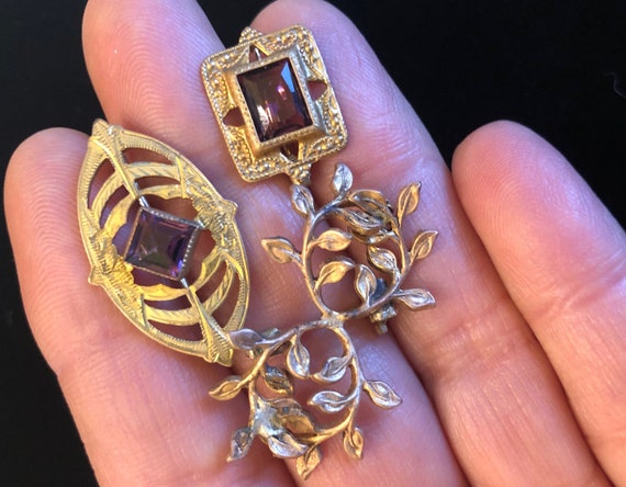 Antique Victorian Ribbon Pins- Set of Three (1.35”-.5… - Gem