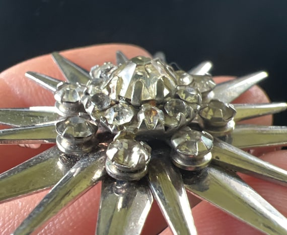 1950s Starburst (Glass Diamond Rhinestones & Silver-T… - Gem