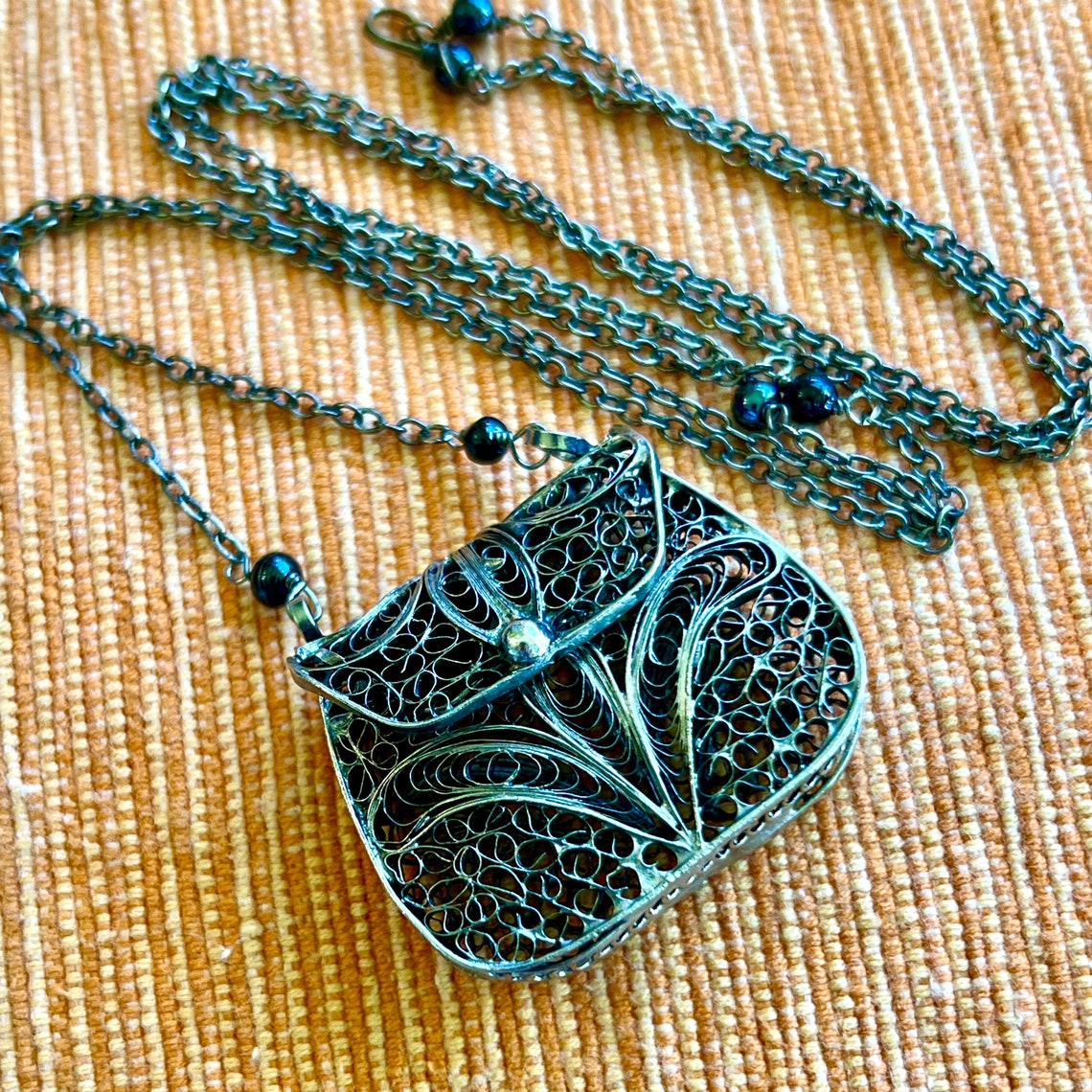 Vintage Filigree Purse Locket (1960s, Israel) Locket 1.50”x 1.40”x .50 ...
