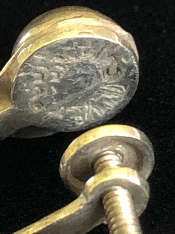 1950s-Mexican Aztec Warrior Earrings- Sterling 1.75” - Gem