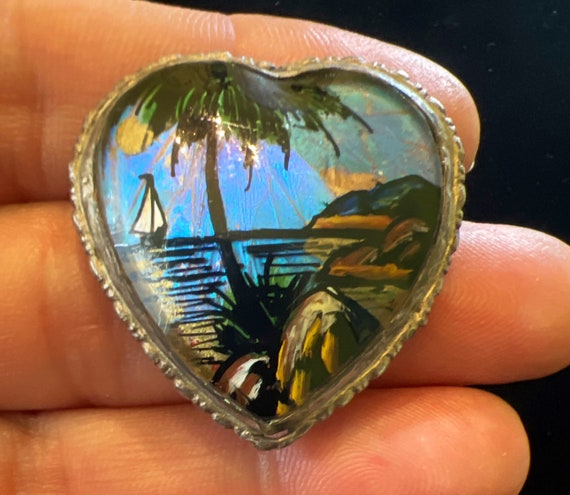 Brazilian (1930-1940) Morpho Butterfly Wing Brooch- H… - Gem