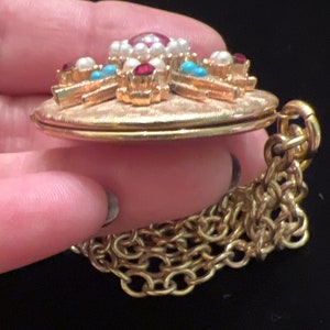 1950s Swanky: Brushed Gold Locket With Beautiful Rhinestones and Pearls ...