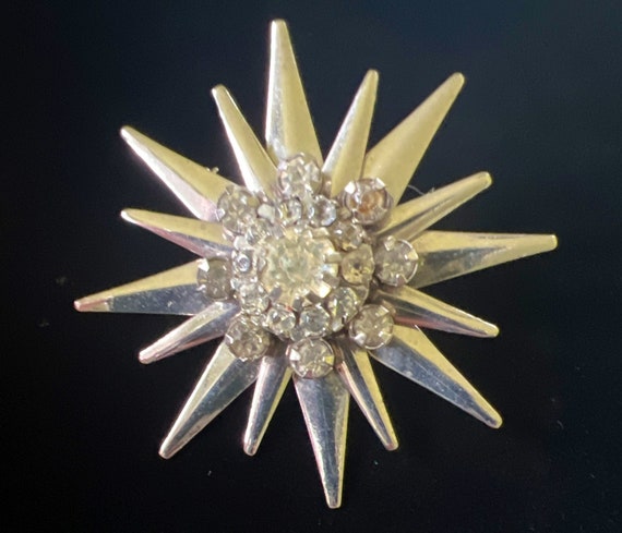 1950s Starburst (Glass Diamond Rhinestones & Silver-T… - Gem