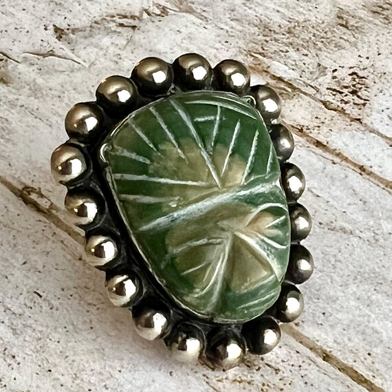 Huge Mexican Jade Aztec Warrior Ring (Sterling Silver… - Gem