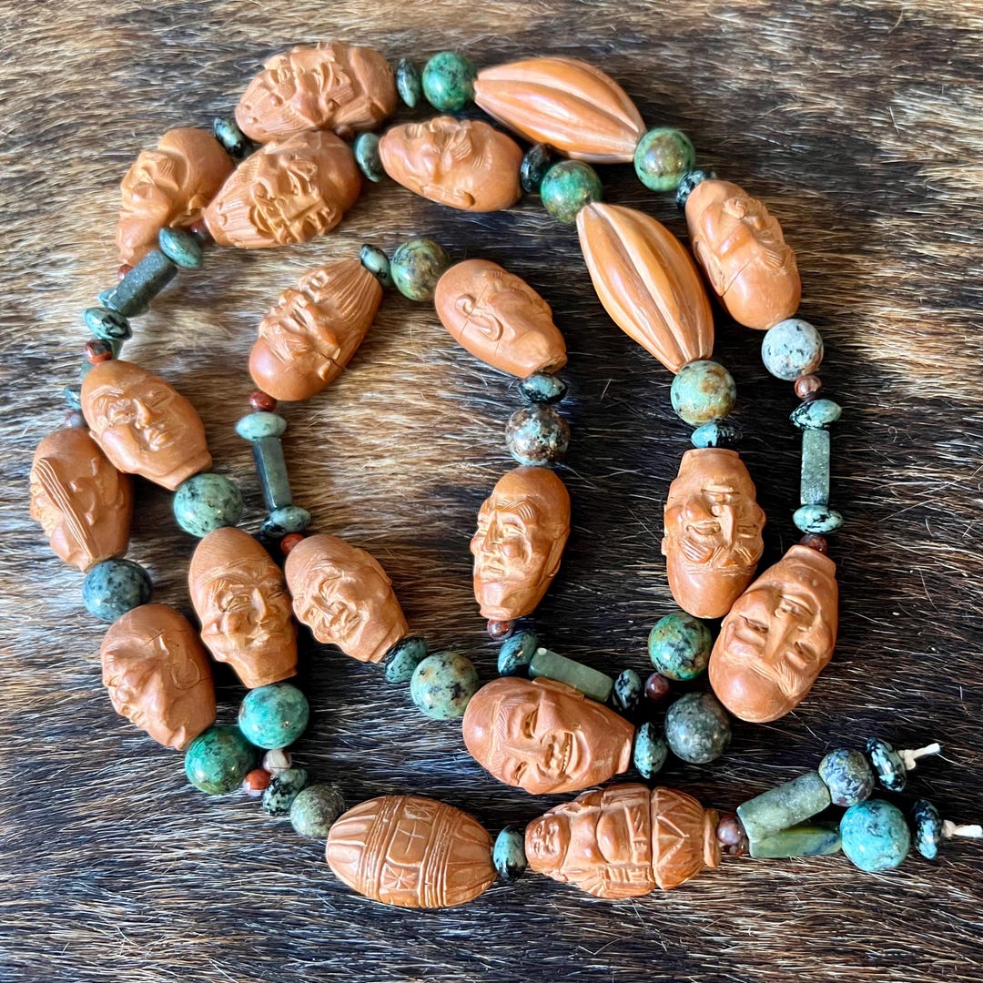 Chinese 16 Lohans & 1 Buddha Necklace (artisan Crafted Hediao, 1970s ...