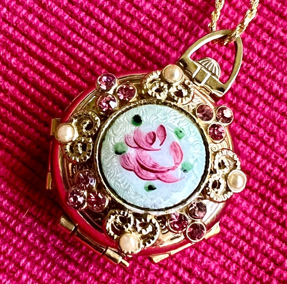 Coro Enamel Mechanical Locket Guilloché Enamel (1945-… - Gem