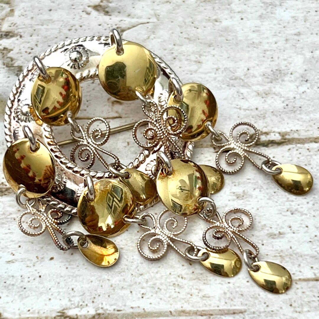 Vintage Solje (1970s, Sterling Silver & Gold Vermeil) 2.10” - Etsy