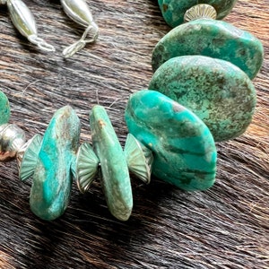 Vintage Kingman Turquoise Disk Beads & Sterling Silver Navajo Bench ...