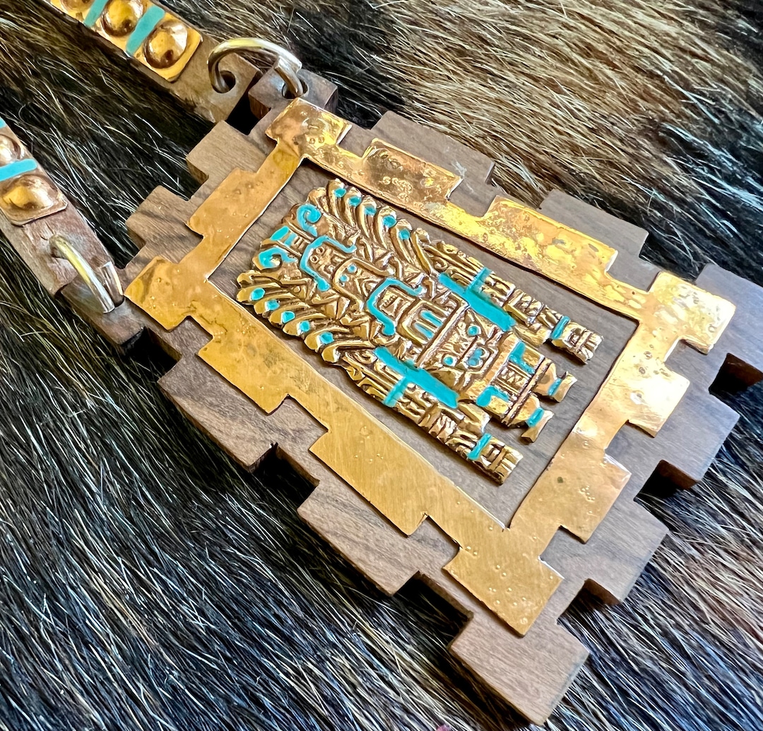 1960s Copper & Wood Mexican Repoussé Mayan Hipster Necklace 28” - Etsy