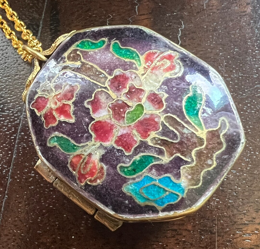 Chinese Export- Lotus Blossom Cloisonné Enamel Locket Early 1970s ...