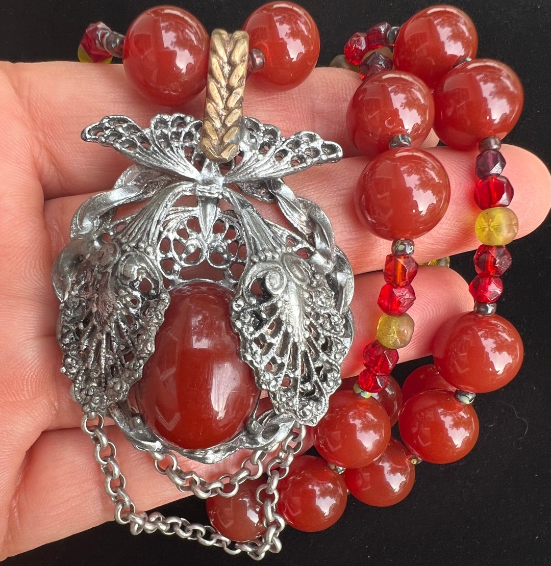 1940s Victorian Revival Festooned Pendant Necklace-czechoslovakian Art ...