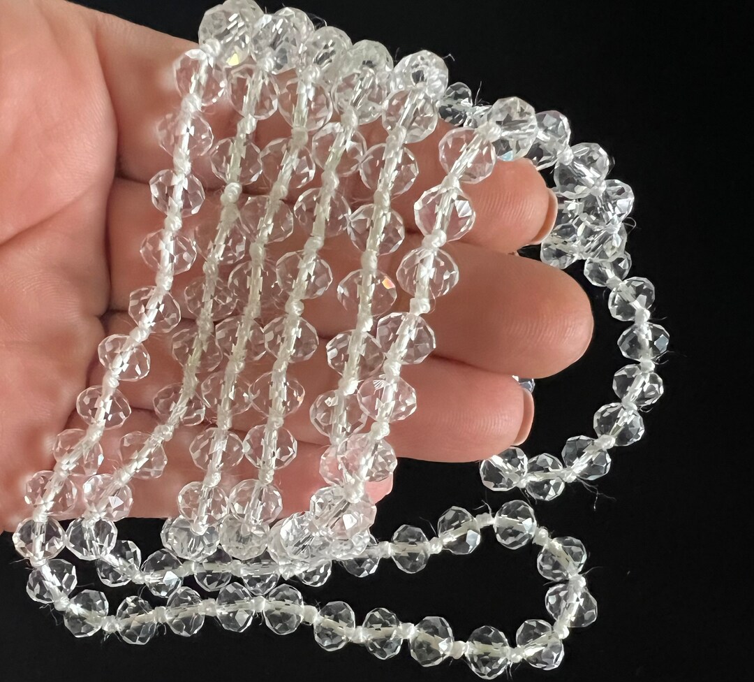 1920s Flapper Necklace- Czechoslovakian. (faceted Crystal Clear Glass ...