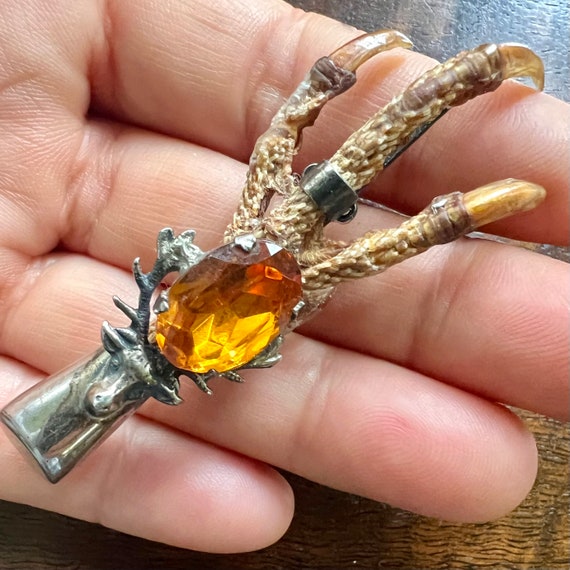 1920s Antique Scottish Kilt Pin- Glass Cairngorm-Ward… - Gem