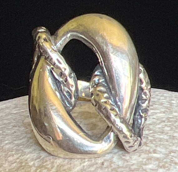 Sterling Silver Bold Statement Ring- 1980s Chain Link… - Gem