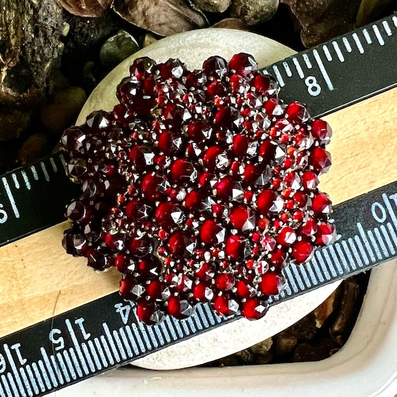 Antique Victorian-Bohemian Rose Cut Garnet Pin 1.60” … - Gem