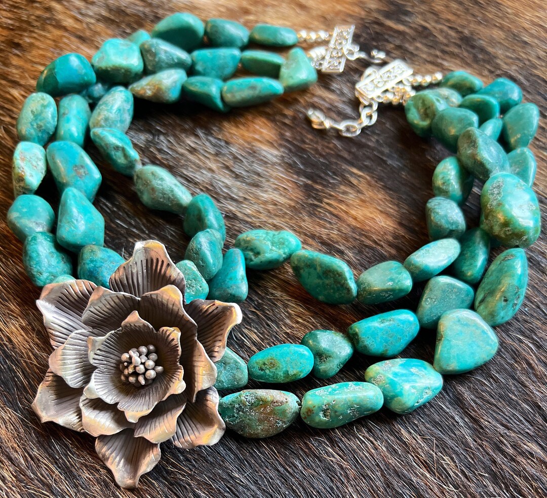 Studio Barse Statement Necklace- Sterling Silver & Natural Turquoise ...