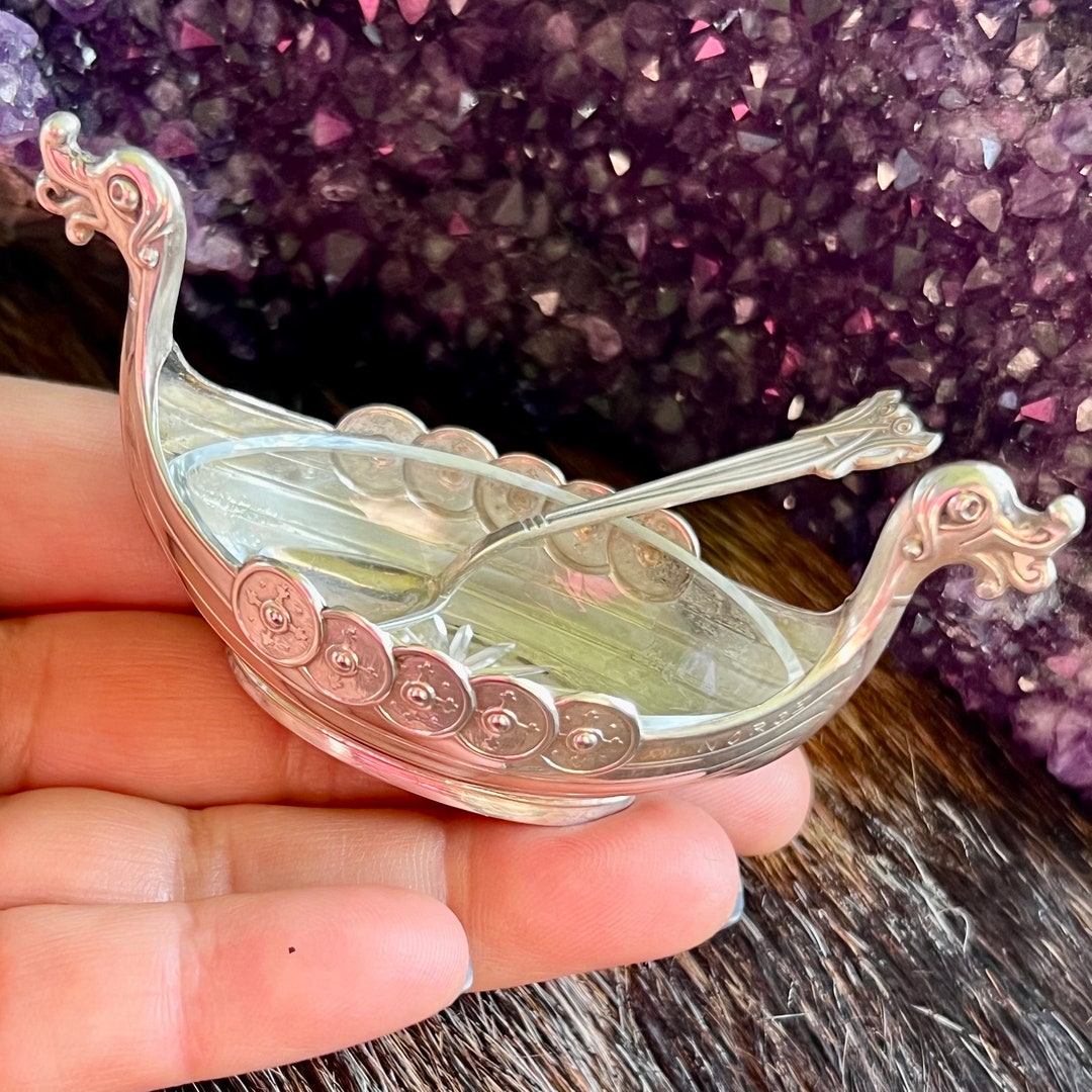 Antique David Andersen Viking Salt Cellar & Salt Spoon (1900-1925 ...