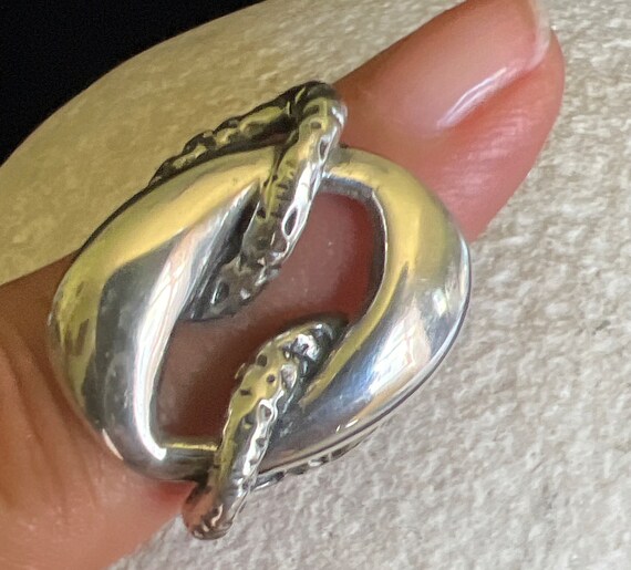 Sterling Silver Bold Statement Ring- 1980s Chain Link… - Gem