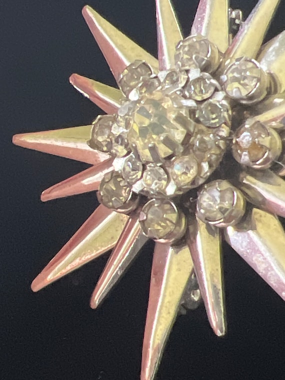 1950s Starburst (Glass Diamond Rhinestones & Silver-T… - Gem