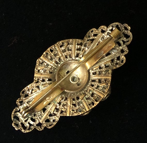 Antique Czechoslovakian Filigree And Glass Persian Turq… Gem