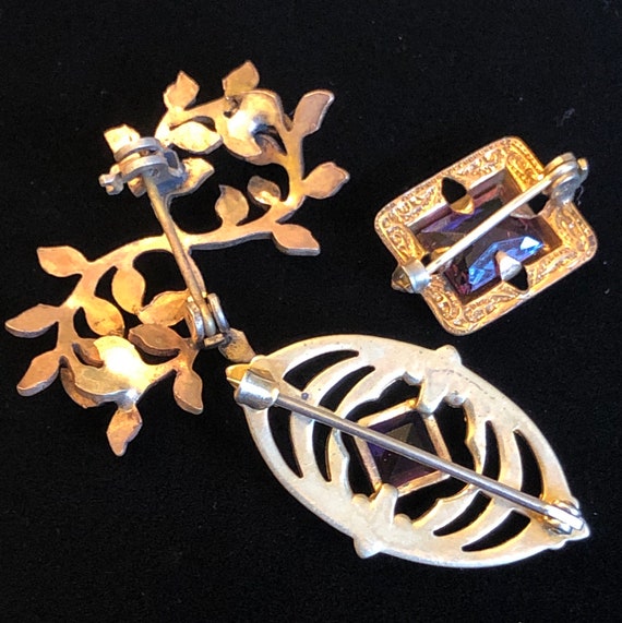 Antique Victorian Ribbon Pins- Set of Three (1.35”-.5… - Gem