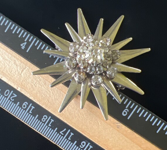 1950s Starburst (Glass Diamond Rhinestones & Silver-T… - Gem