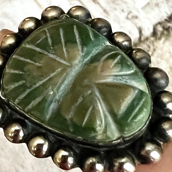 Huge Mexican Jade Aztec Warrior Ring (Sterling Silver… - Gem