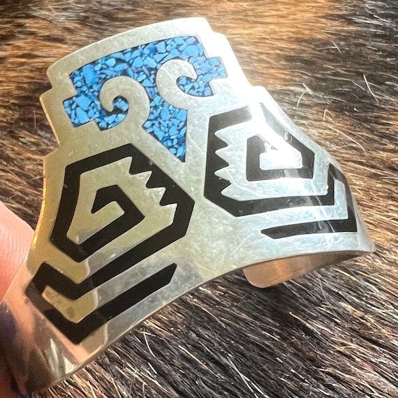 Mexican Aztec Cuff- Taxco, 1980s (Sterling Silver, Tu… - Gem