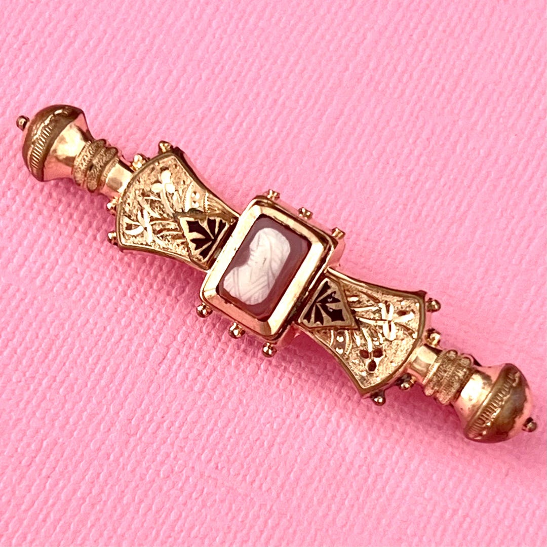 Antique Victorian Tiny Cameo Bar Brooch- Everyday Wear for Fashionable ...