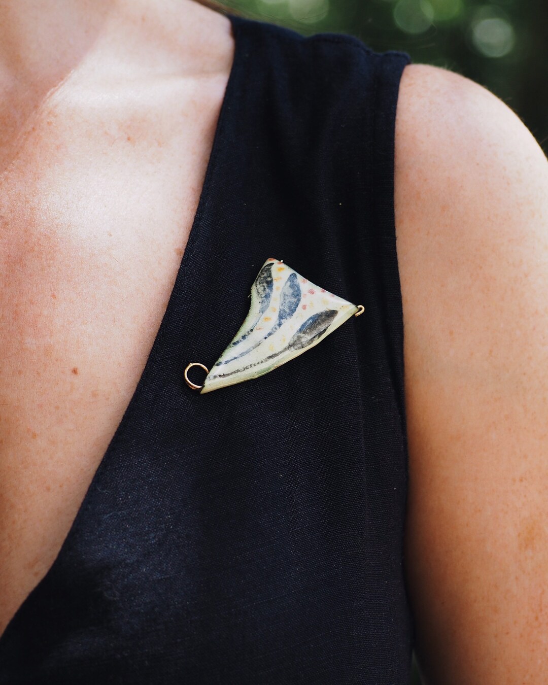 Safety Pin Type Brooch. Safety Pin Decorated With Enameled Copper ...