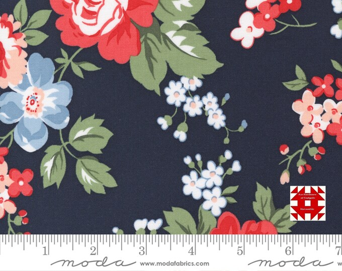 Moda Dwell by Camille Roskelley Large Floral Rose Print on Navy item ...