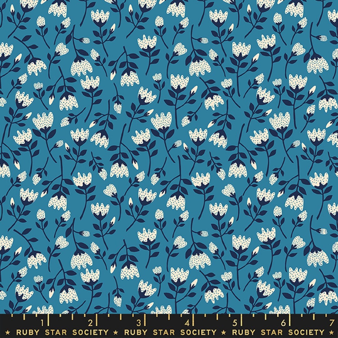 Verbena by Jen Hewett for Ruby Star Society - Roses Print in Chambray ...