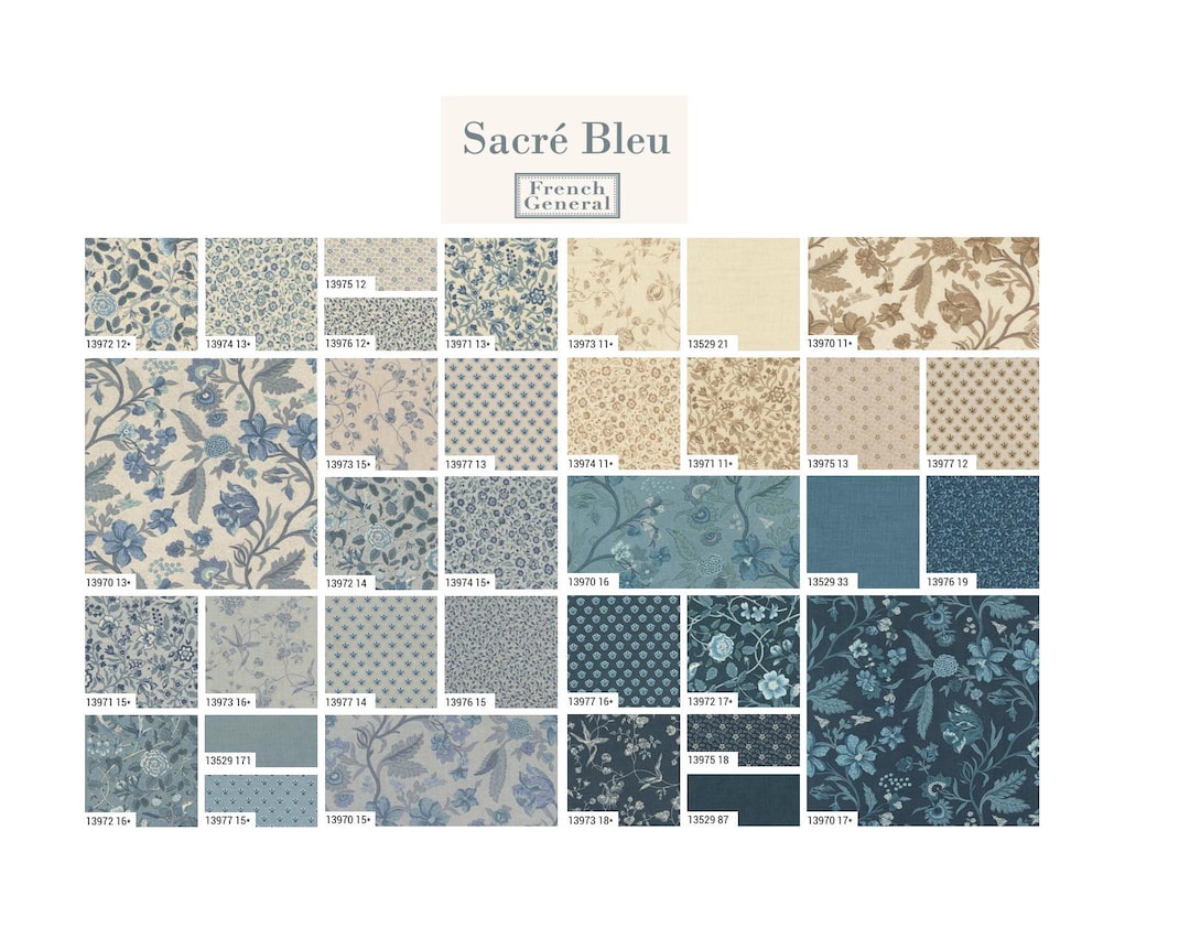 Moda Sacre Bleu Mini Charm Pack by French General - Set of 42 2.5" X 2. ...
