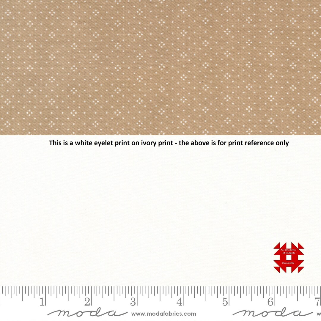 Moda Eyelet by Fig Tree & Co - White Eyelet Dot Print on Ivory (item ...