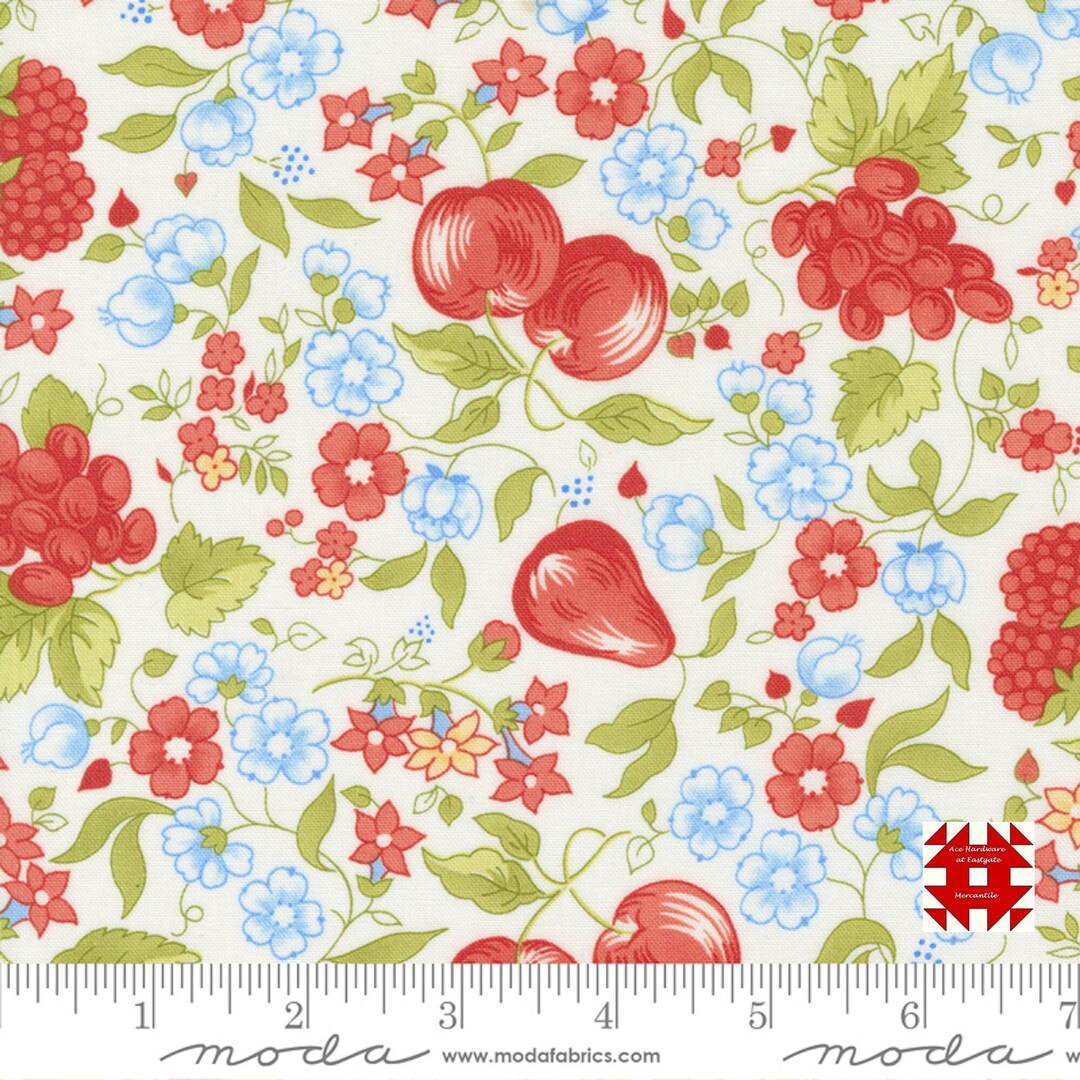 Moda Fruit Cocktail by Fig Tree & Co - Fruit Picnic Floral Print on Ice ...