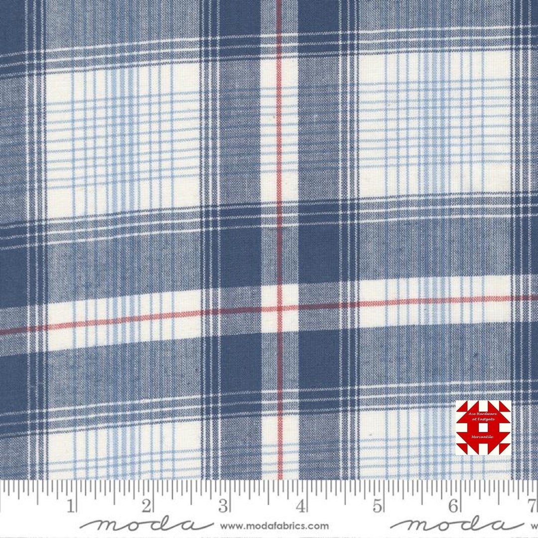 Moda Isabella by Minick and Simpson - Woven Plaid Print on Medium Blue ...