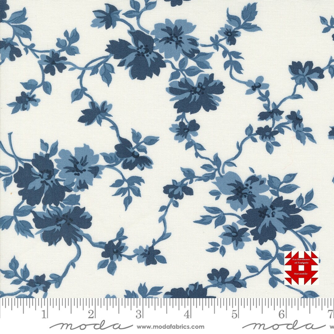Moda Shoreline by Camille Roskelley - Navy Getaway Florals Print on ...
