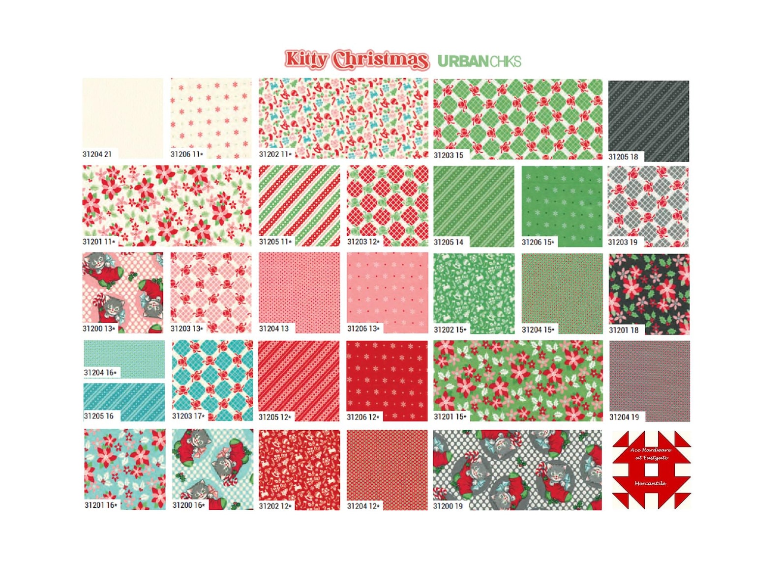 Moda Kitty Christmas Fat Eighth Bundle by Urban Chiks - Etsy