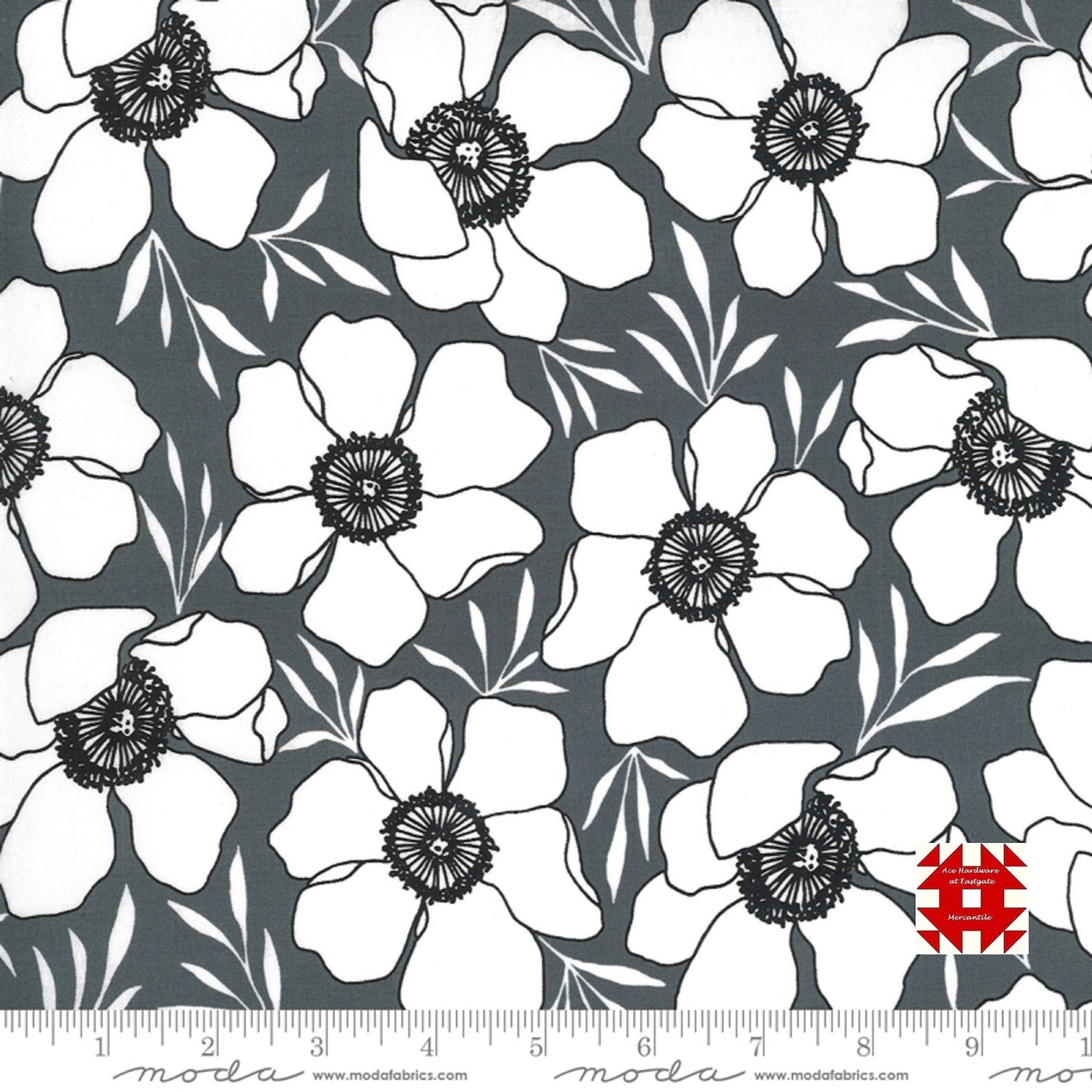Moda Illustrations by Alli K Design - Modern Floral on Graphite # 11502 ...