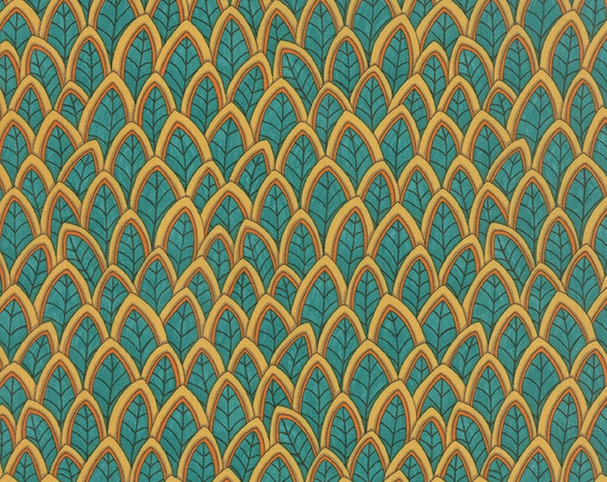 Moda Forest Fancy by Deb Strain - Feather Print on Autumn Teal (item ...