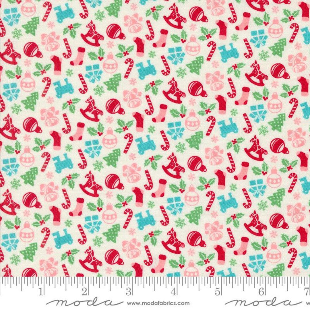 Moda Kitty Christmas by Urban Chiks - Toy Box Novelty Print on Snow ...
