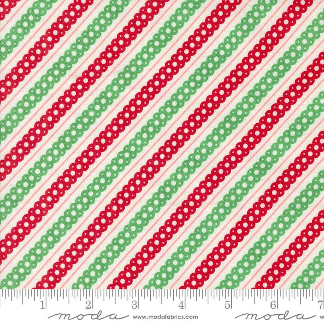 Moda Kitty Christmas by Urban Chiks - Stripe Print on Snow (item #31205 ...