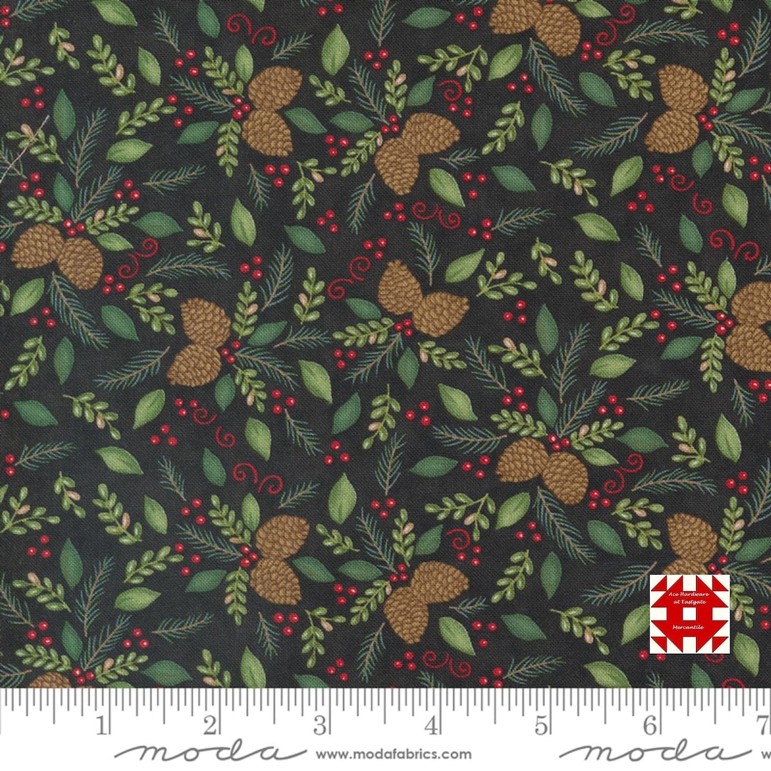 Moda Woodland Winter by Deb Strain - Pinecones Foliage Blender Print on ...