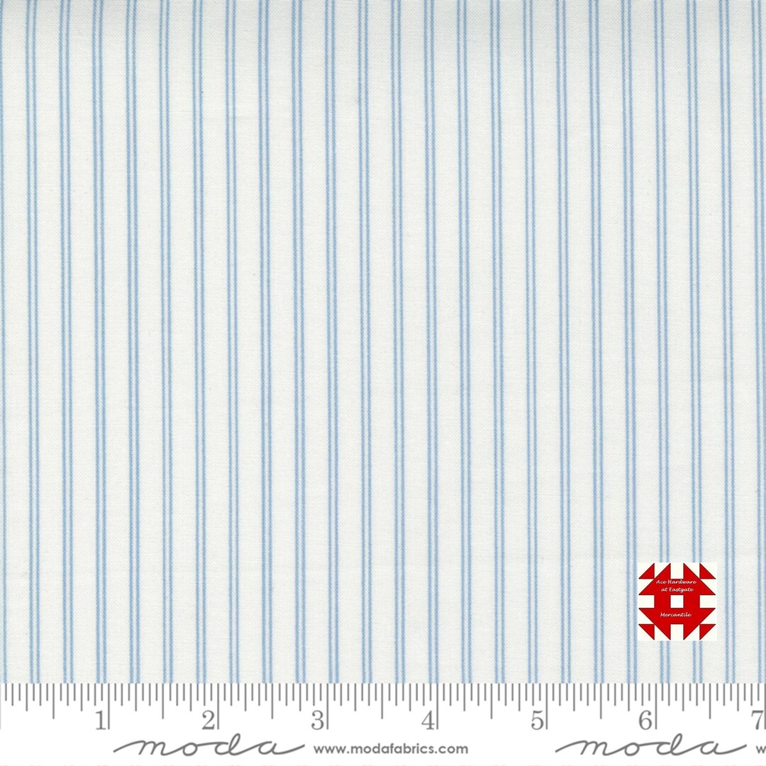 Moda Nantucket Summer by Camille Roskelley - Blue Stripe Print on Cream ...