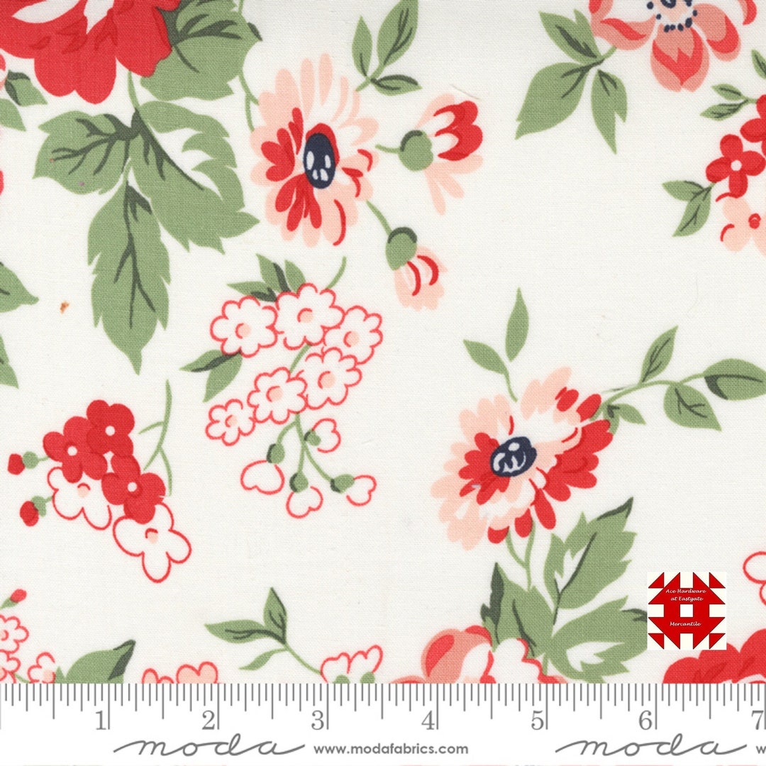 Moda Dwell by Camille Roskelley - Large Floral Rose Print on Cream With ...