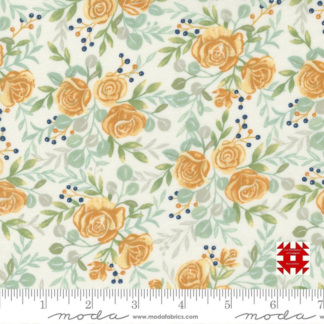 Moda Harvest Wishes by Deb Strain - Fall Floral Print in Whitewashed ...