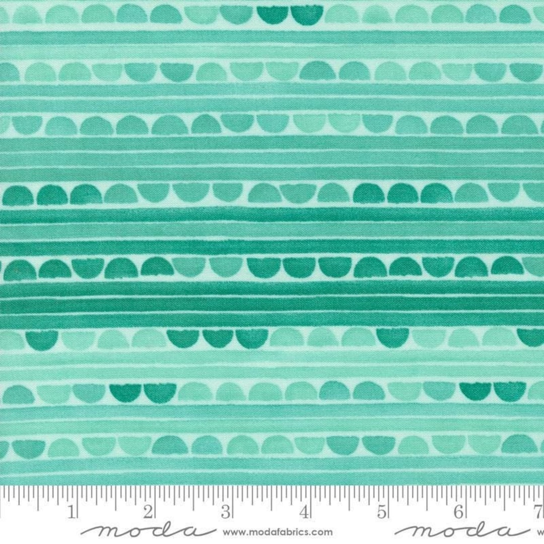 Moda Kindred by 1 Canoe 2 - Sienna Hills Stripe Print on Aqua (item ...