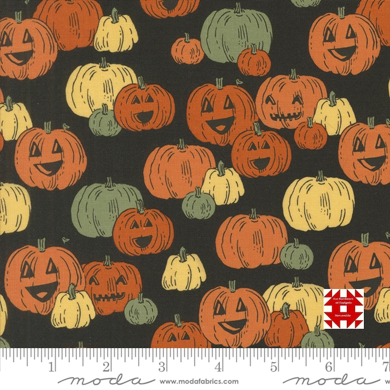Moda Home Sweet Haunt by Stacy Iest Hsu - Pumpkin Print on Midnight ...