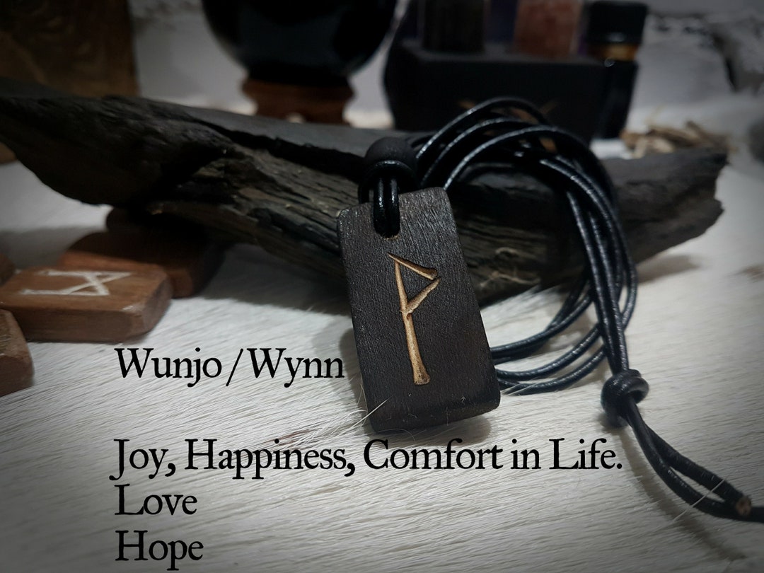 Wooden Rune Necklace Wunjo / Wynn Charred Black Birch Wood - Etsy